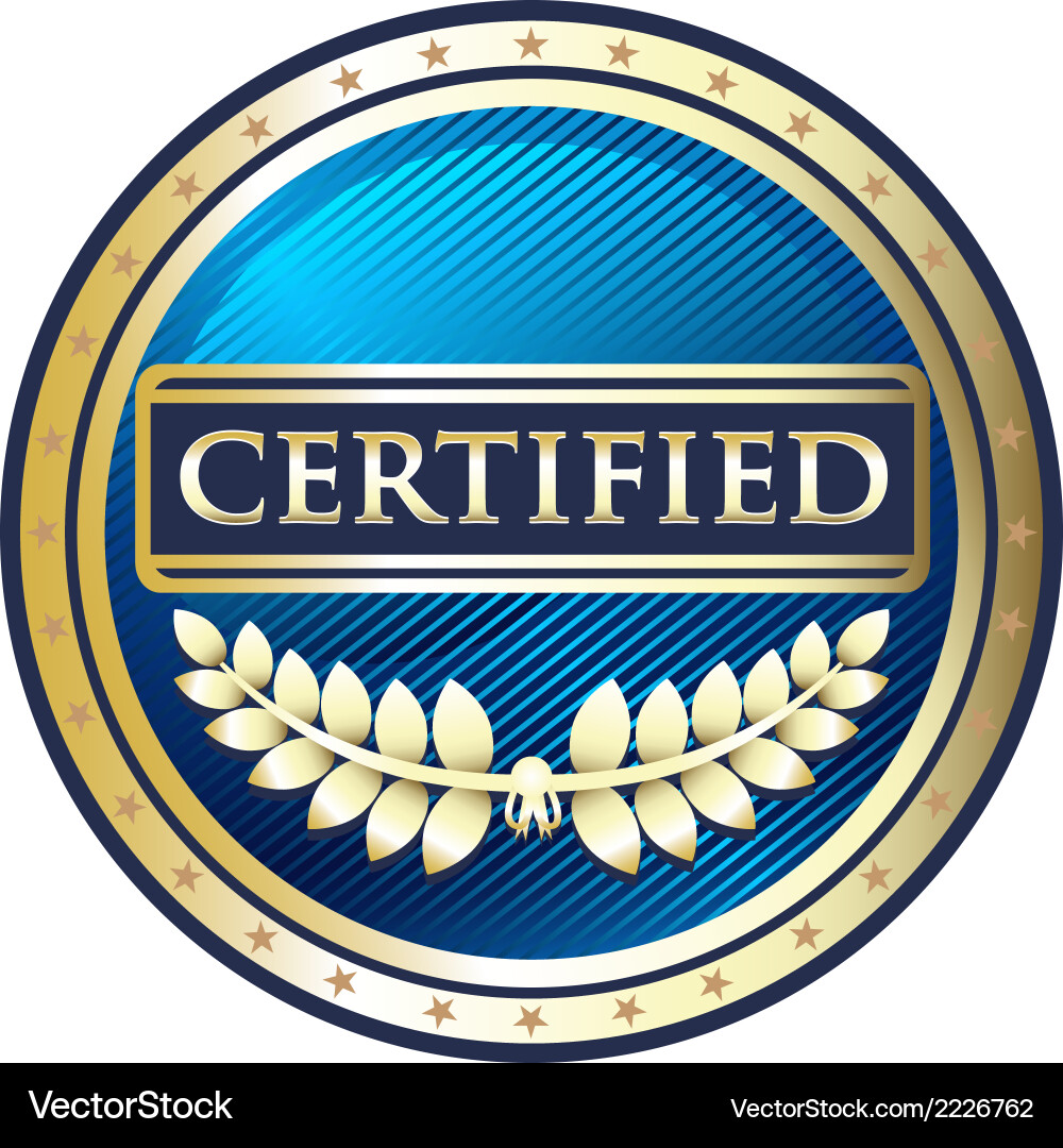 Certified blue label Royalty Free Vector Image