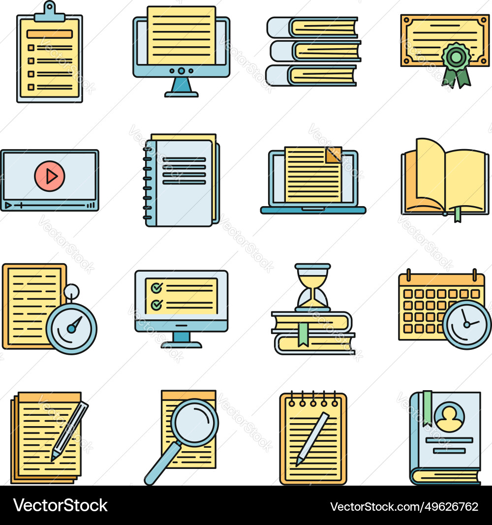 Education preparation for exams icons set Vector Image