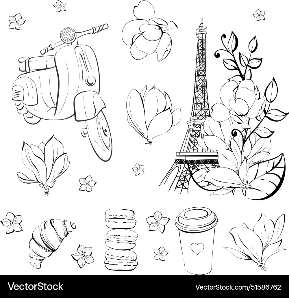 Eiffel tower and scooter Royalty Free Vector Image