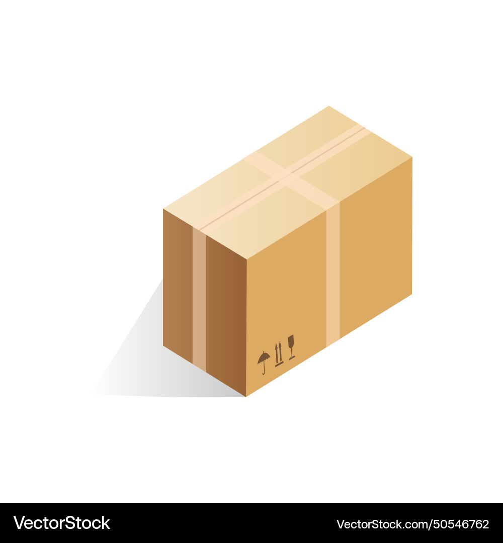 Isometric closed cardboard box of rectangular Vector Image