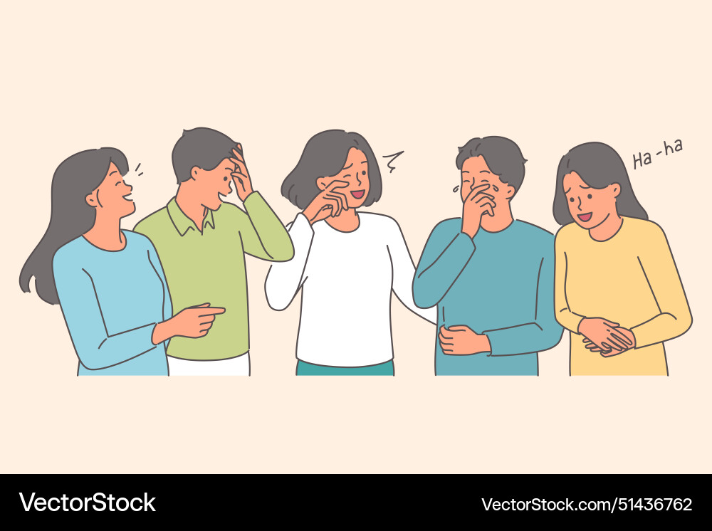Laughing Friends Laugh Exchanging Jokes And Funny Vector Image