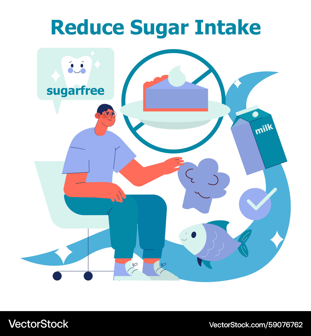 Reducing sugar intake with healthy diet choices Vector Image