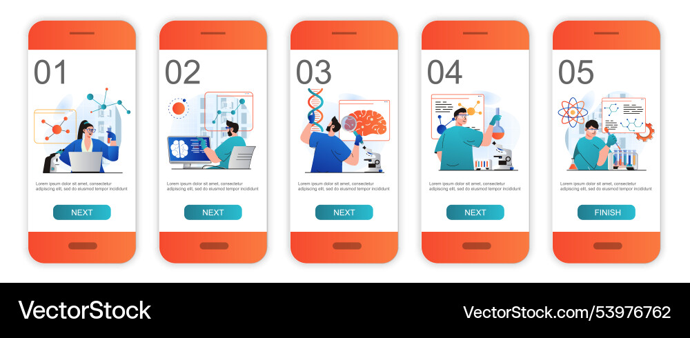 Science research concept onboarding screens Vector Image