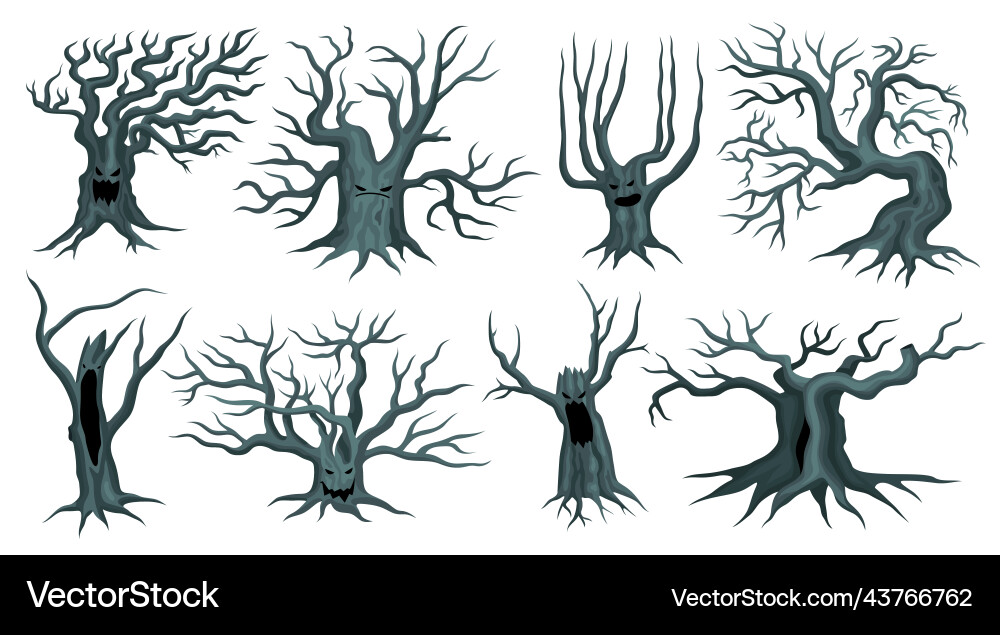 Spooky trees set Royalty Free Vector Image - VectorStock