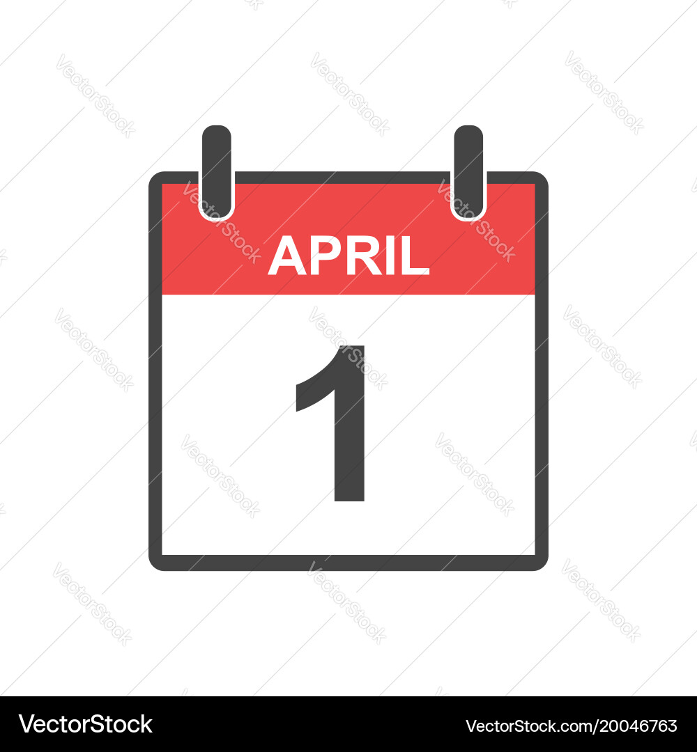 April 1 fool day calendar icon in flat style Vector Image