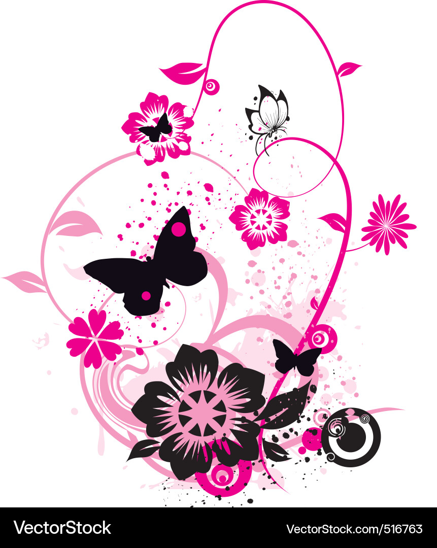 Flowers and butterflies Royalty Free Vector Image