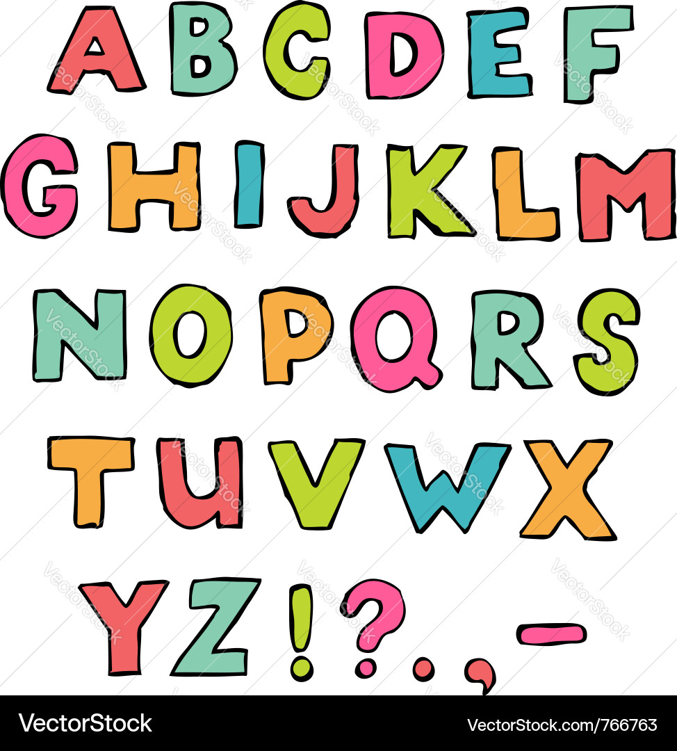 Handwritten Alphabet Font - A to Z Royalty Free Vector Image