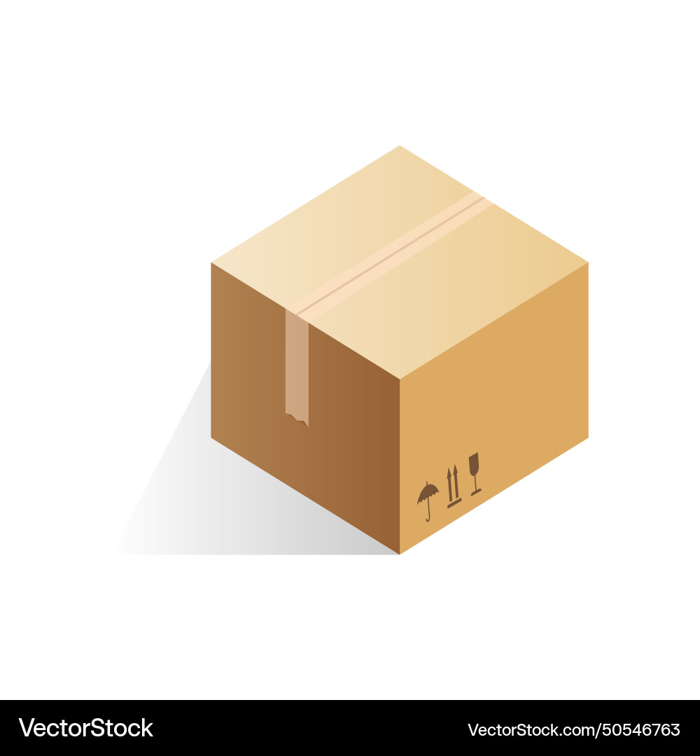 Isometric closed cardboard box of cube shape Vector Image