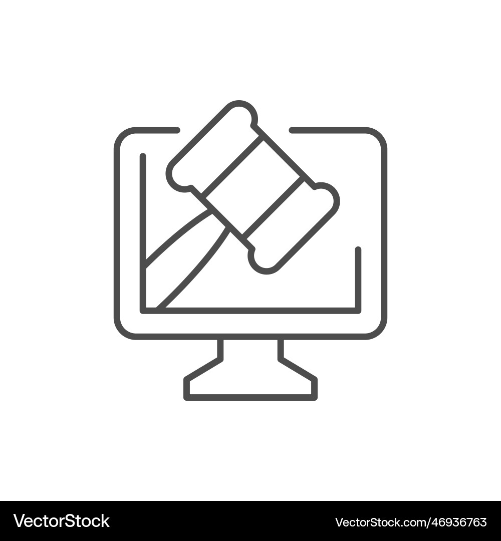 Online auction line outline icon Royalty Free Vector Image