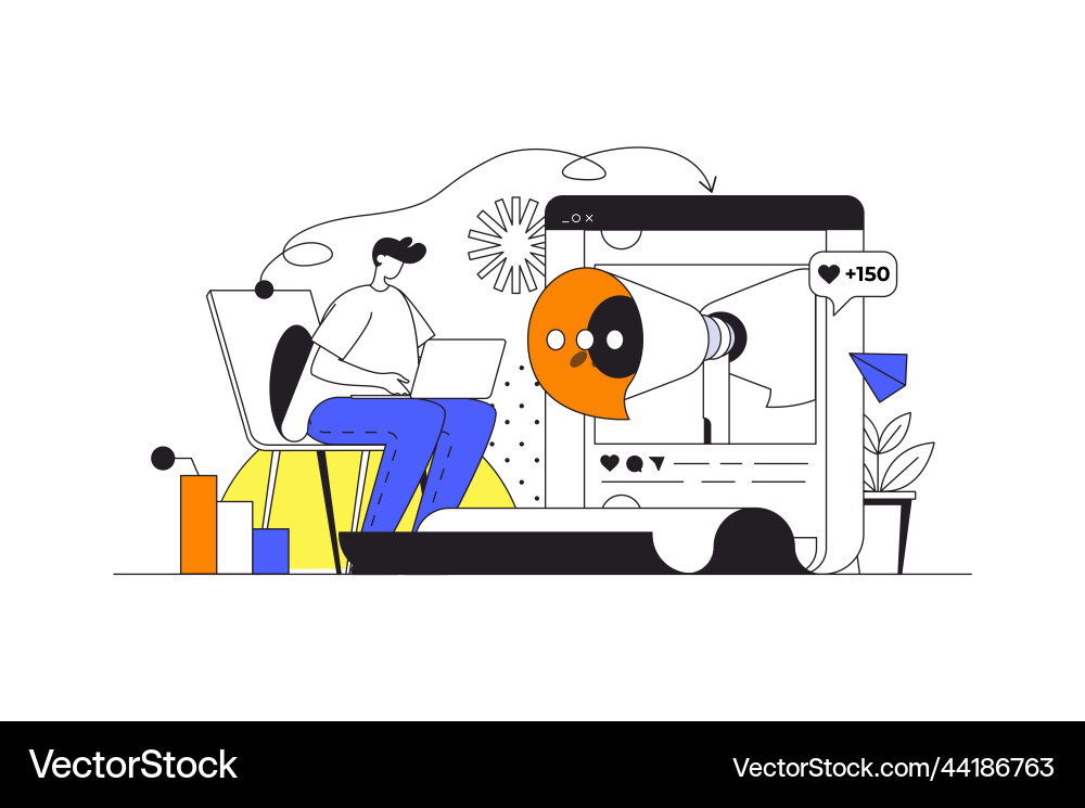 Outbound marketing web concept in flat outline Vector Image