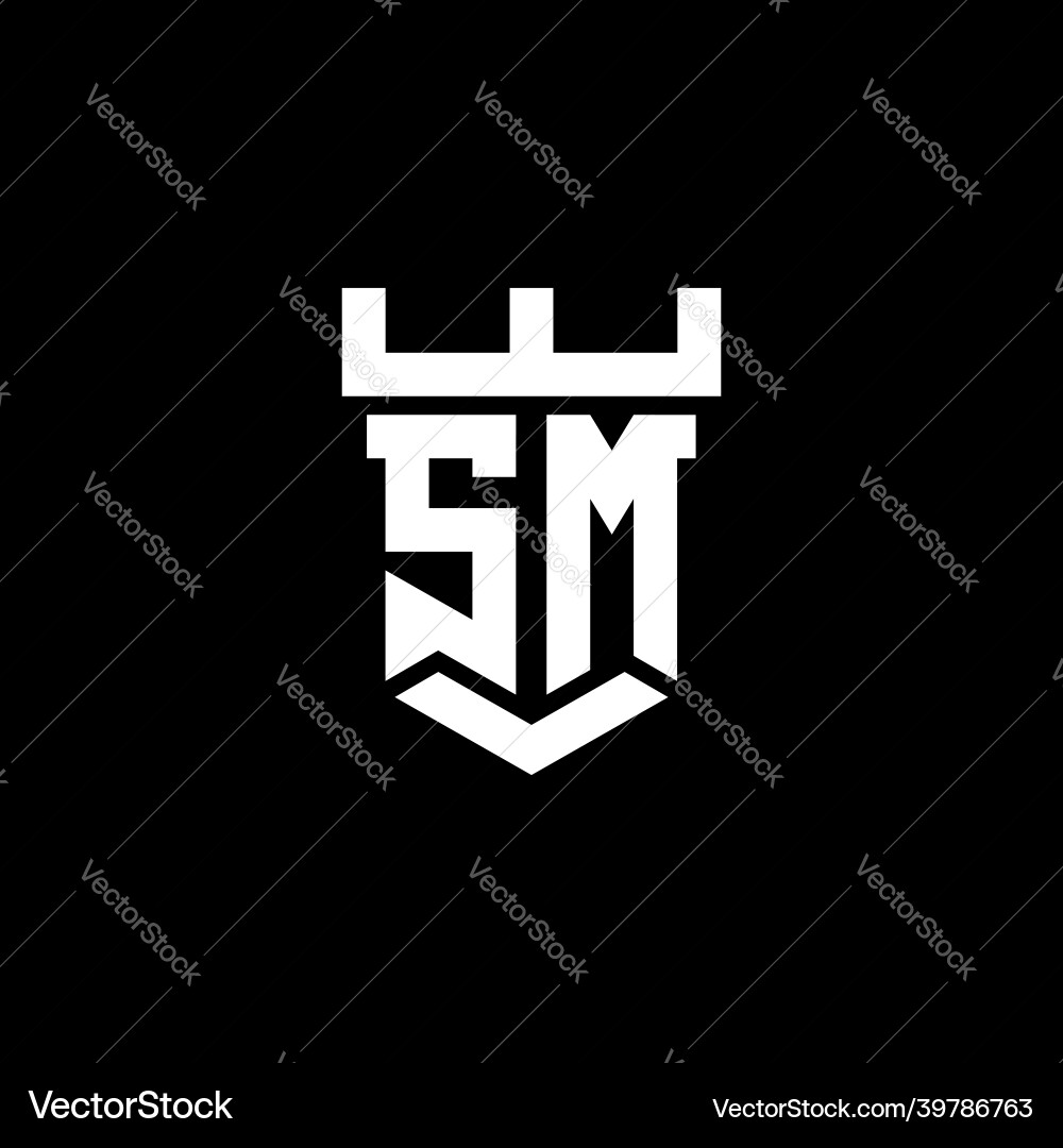 Sm logo letter castle shape style Royalty Free Vector Image