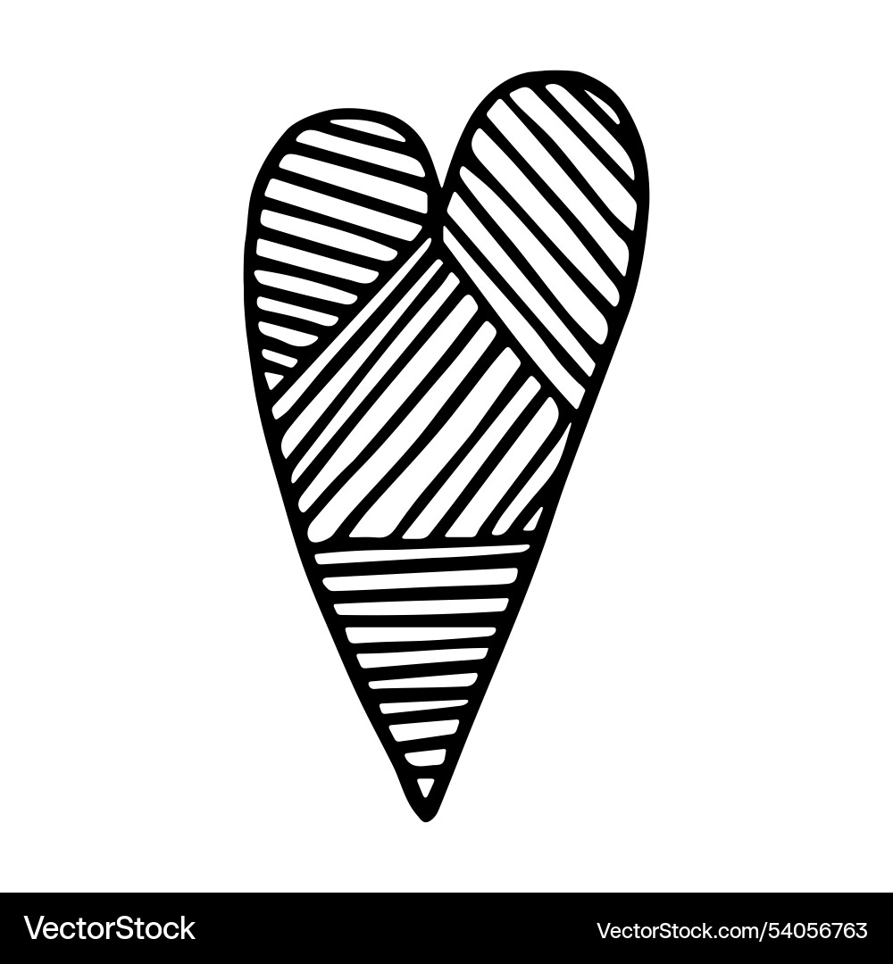 Thin geometric heart icon with hatched lines Vector Image