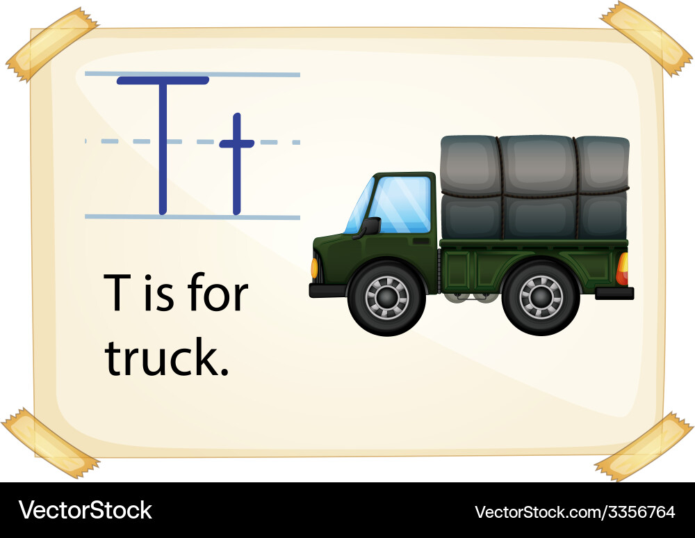 A letter t for truck Royalty Free Vector Image