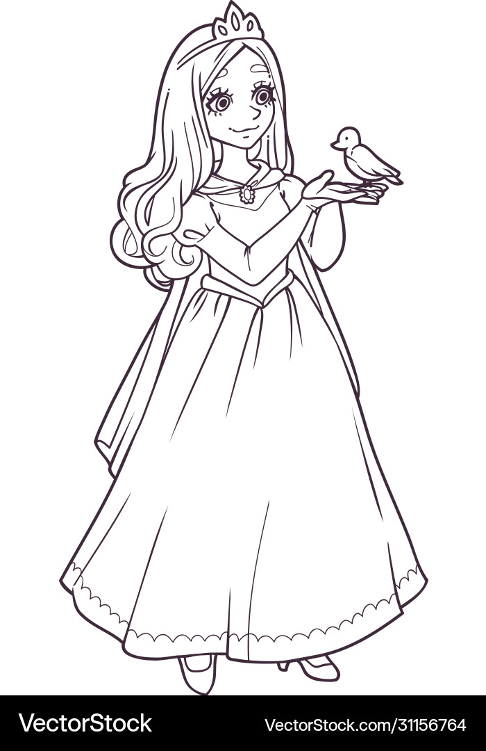 Children s outline drawing a princess Royalty Free Vector