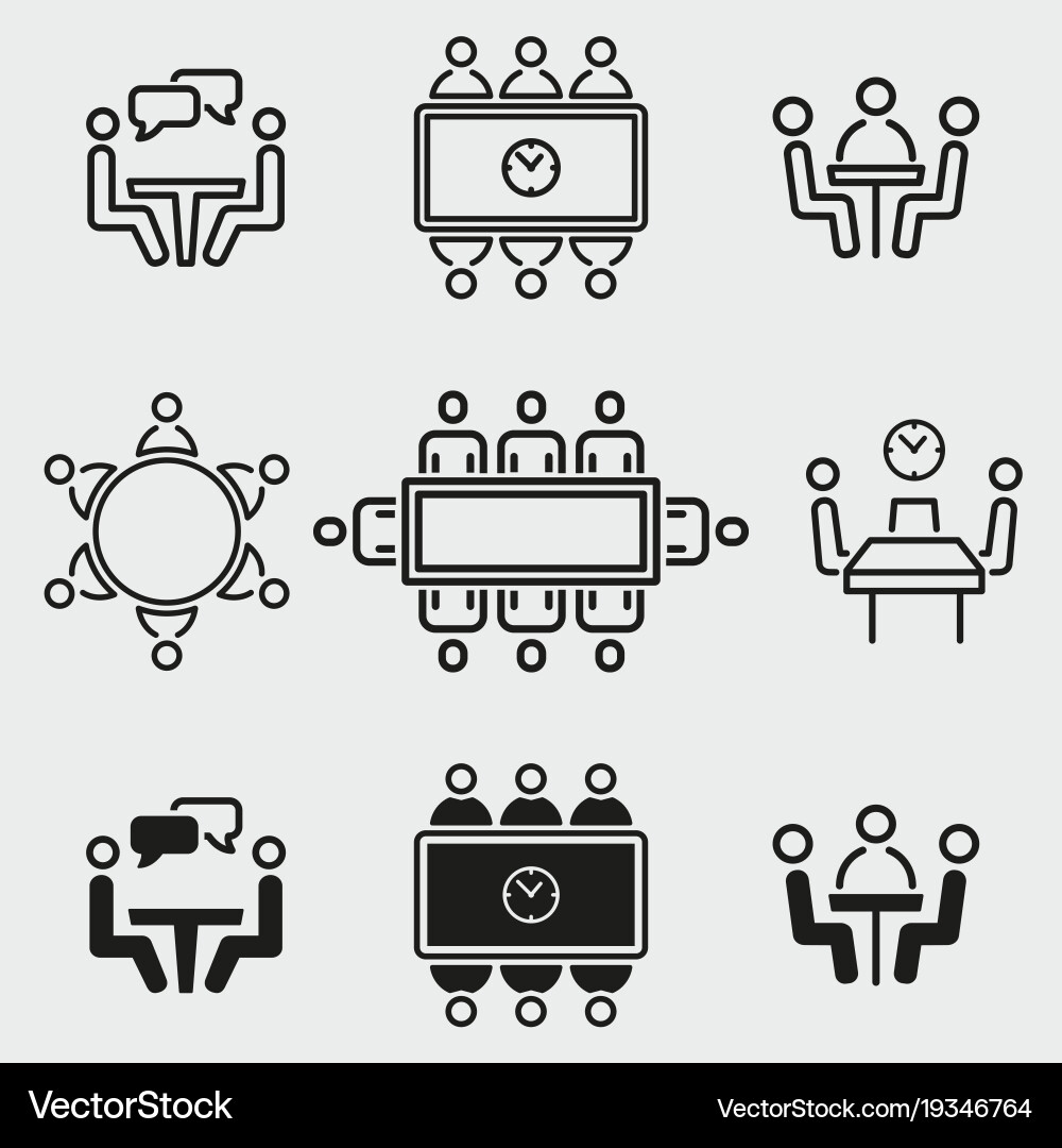 Conference icons set Royalty Free Vector Image