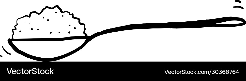 Hand drawn spoon with sugar salt icon teaspoon Vector Image