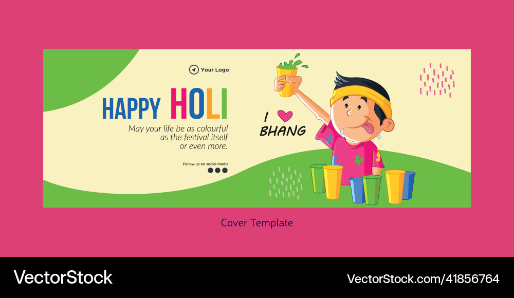 Happy holi cover page design Royalty Free Vector Image