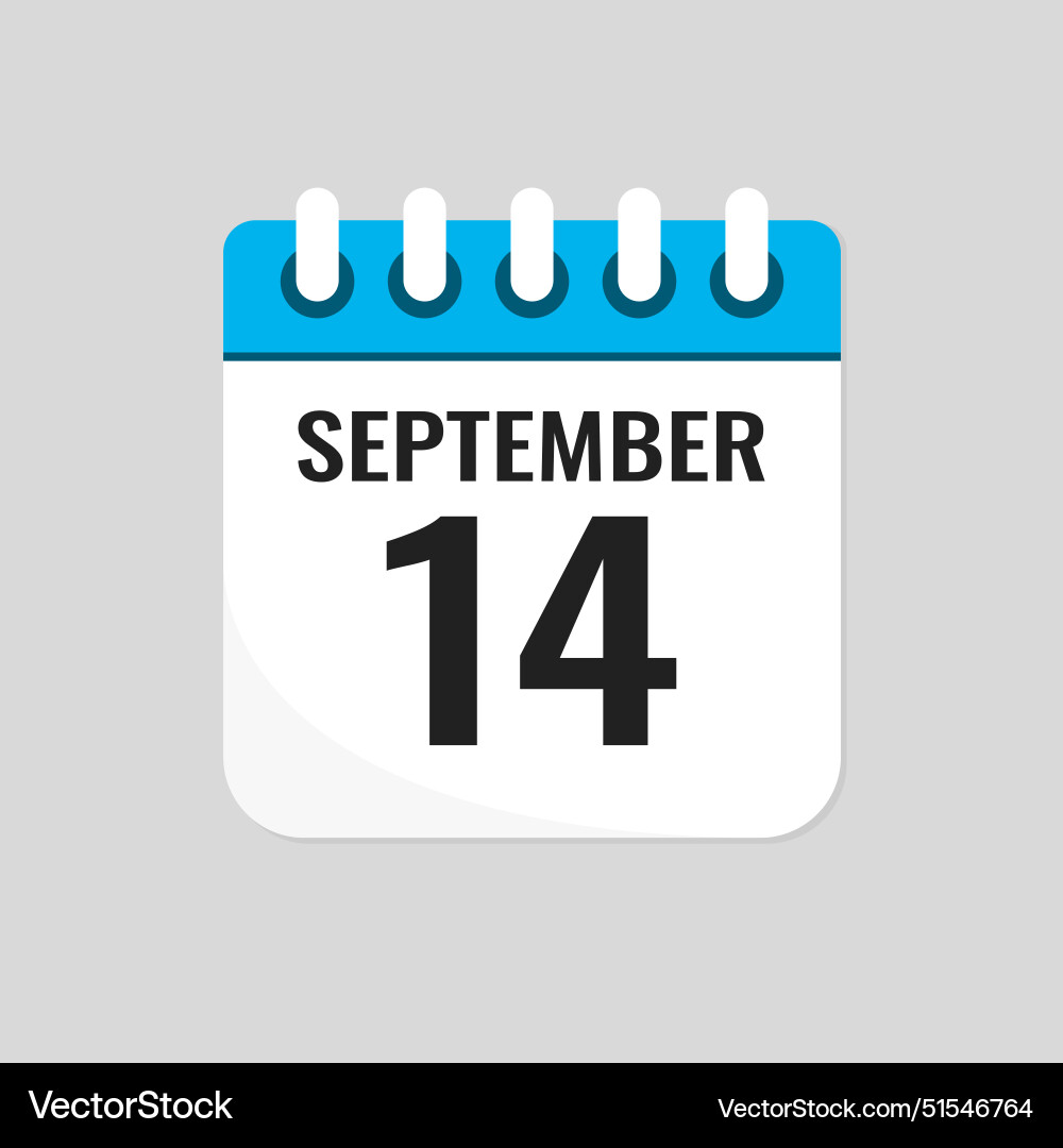 Icon page calendar day - 14 september Royalty Free Vector