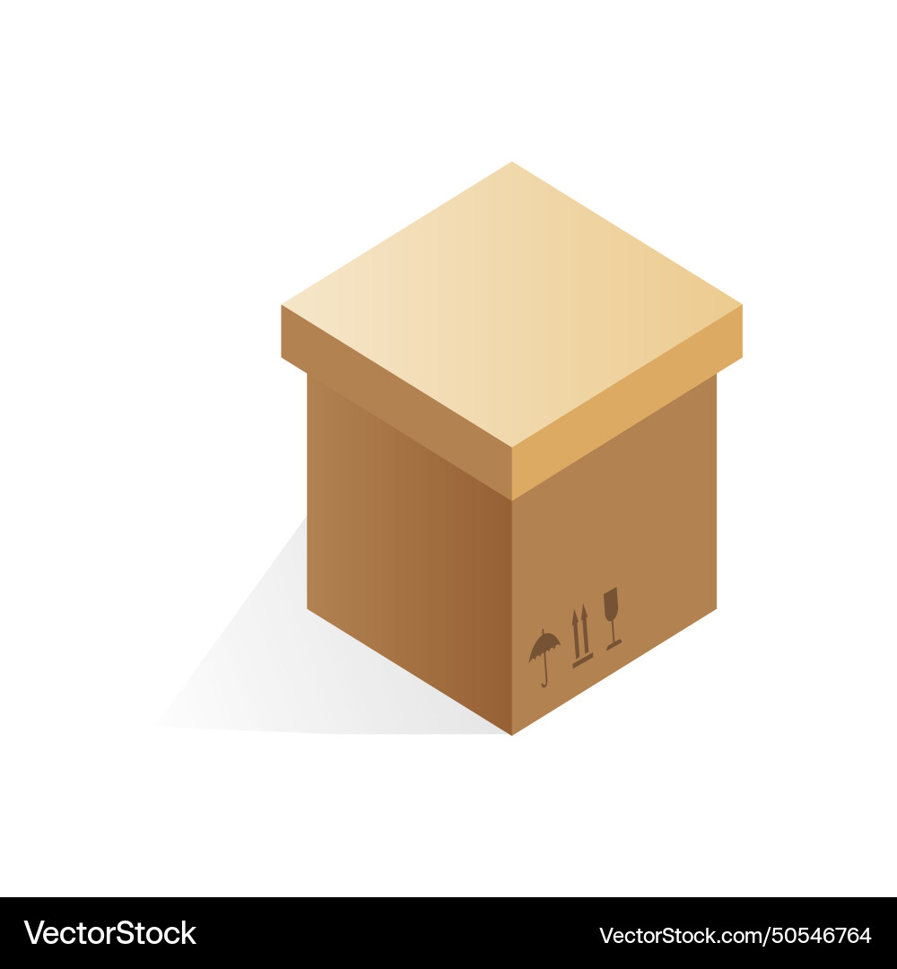Isometric closed cardboard package brown cube Vector Image