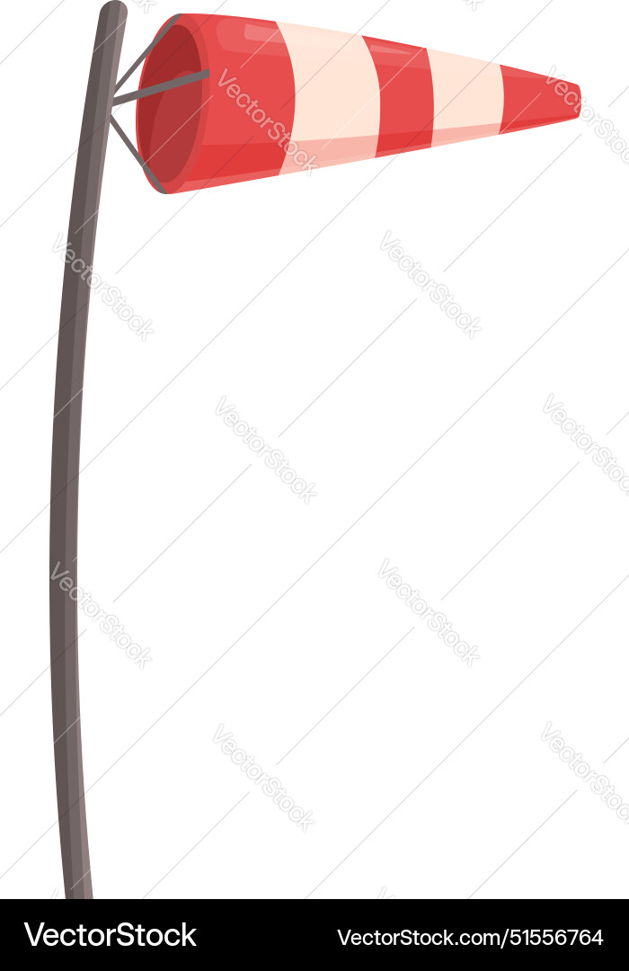Red and white windsock is showing wind direction Vector Image
