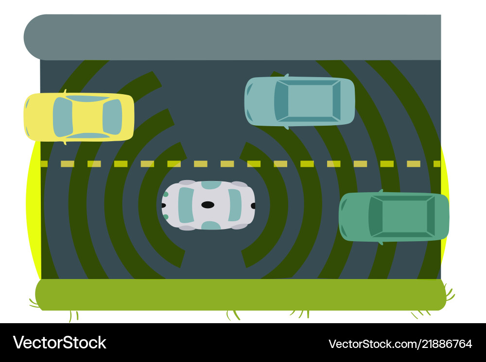 Self-driving car colorful poster Royalty Free Vector Image