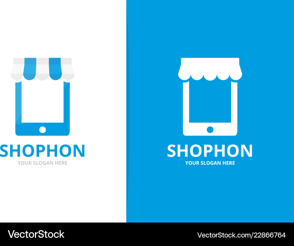 Store and phone logo combination market Royalty Free Vector