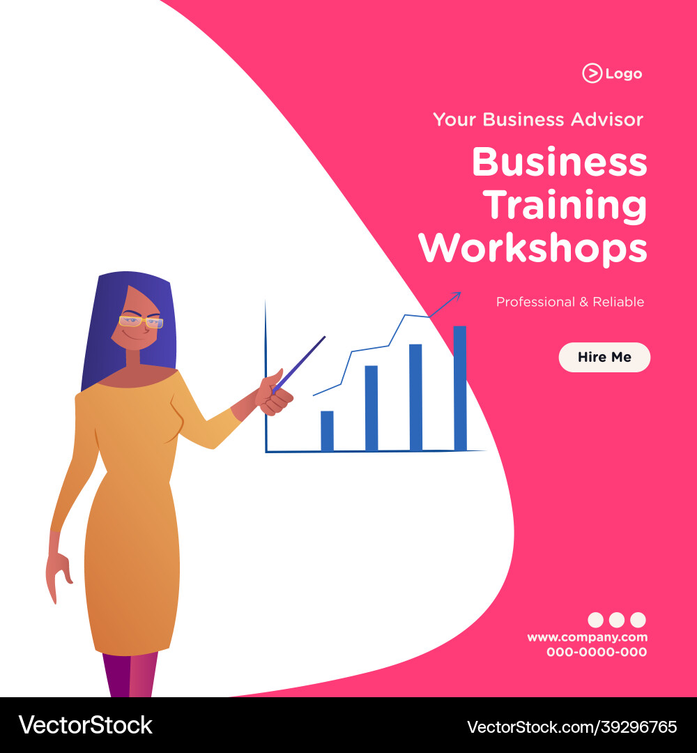 Banner design of business training workshops Vector Image
