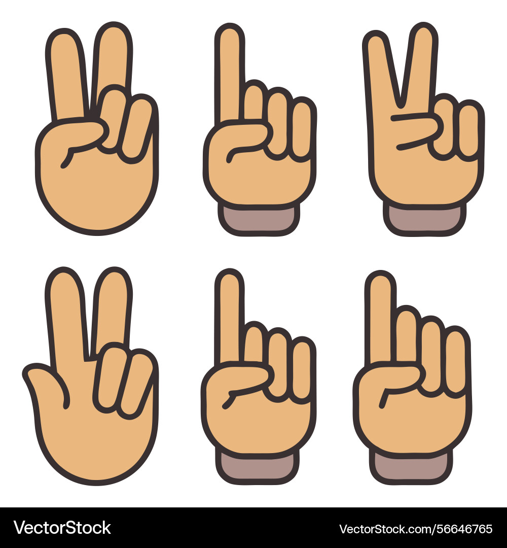 Cartoon hand gesture icon set Royalty Free Vector Image