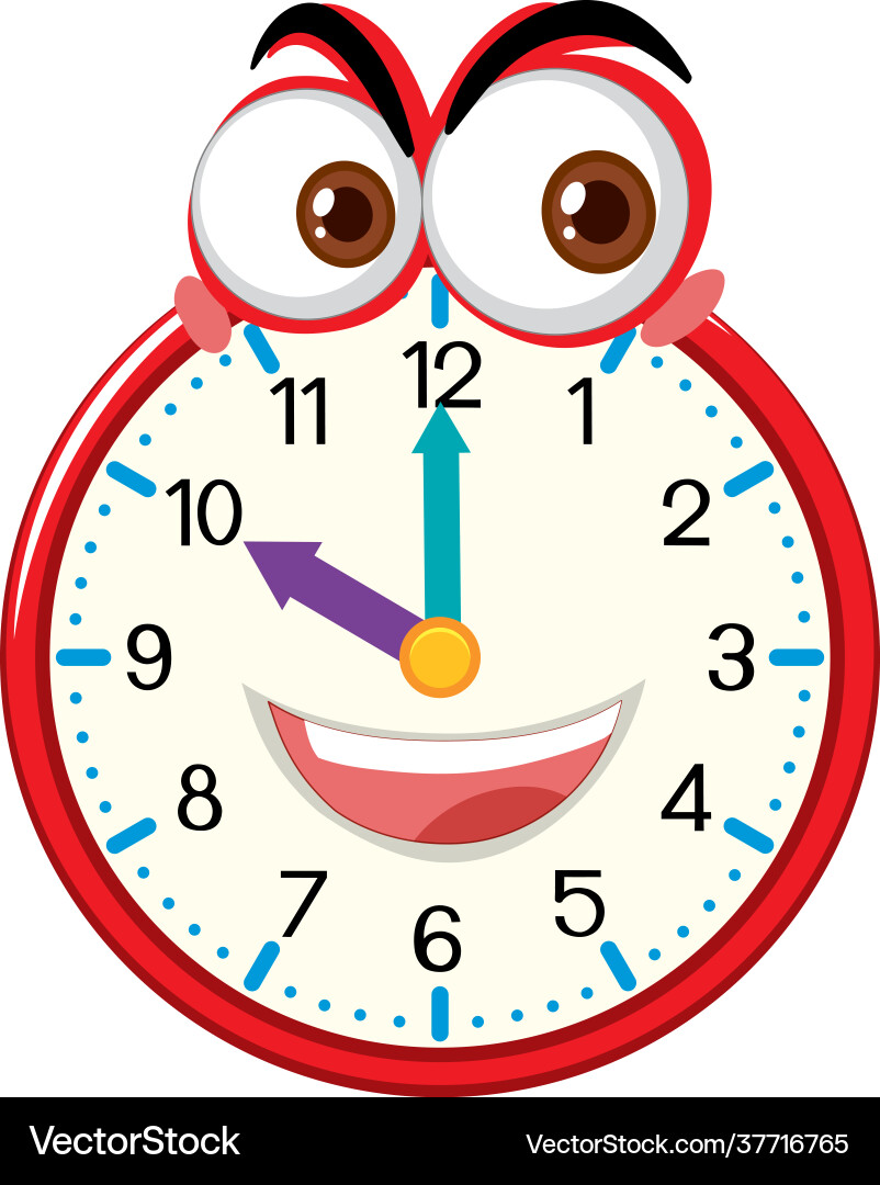 Clock cartoon character with facial expression Vector Image