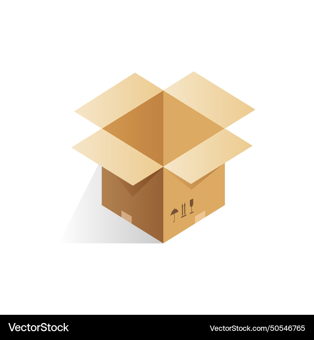 Isometric open empty cardboard box opening simple Vector Image