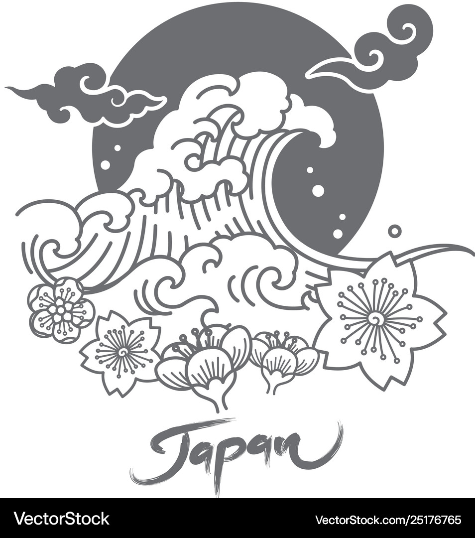 Japan symbolic logo design Royalty Free Vector Image
