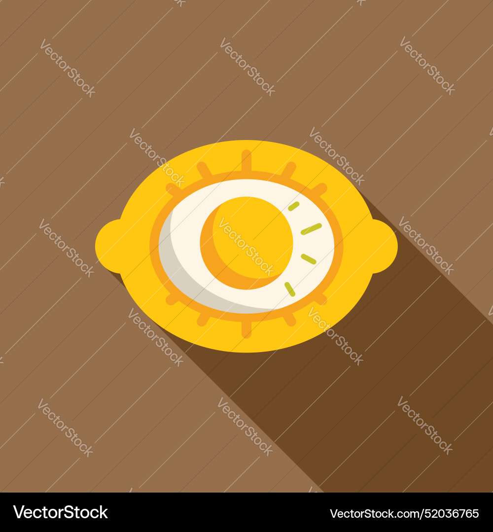 Lemon slice shining like a sun with long shadow Vector Image