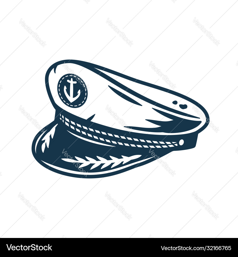 Marine captain cap sailor nautical logo element Vector Image