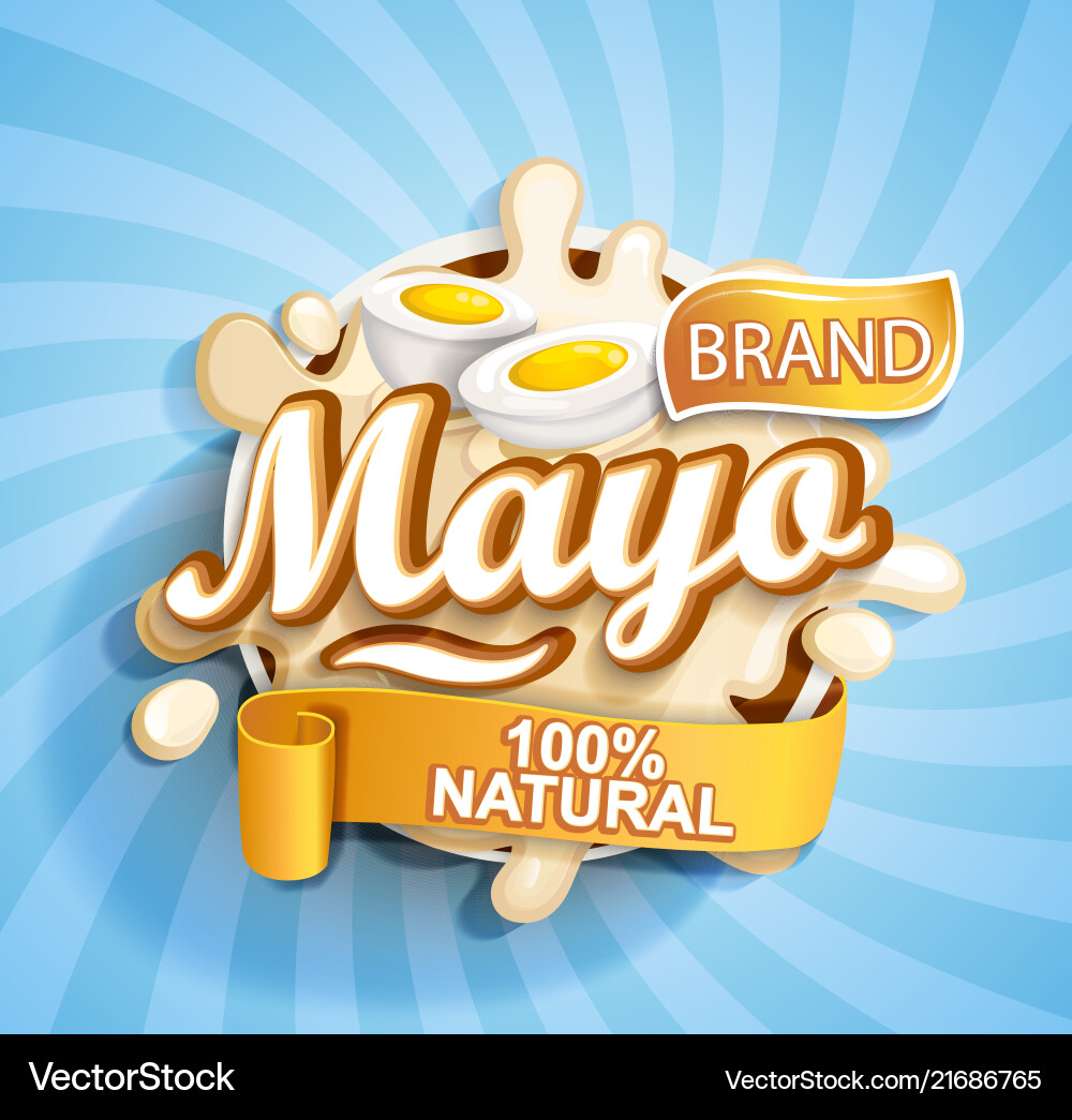 Natural and fresh mayo label splash Royalty Free Vector