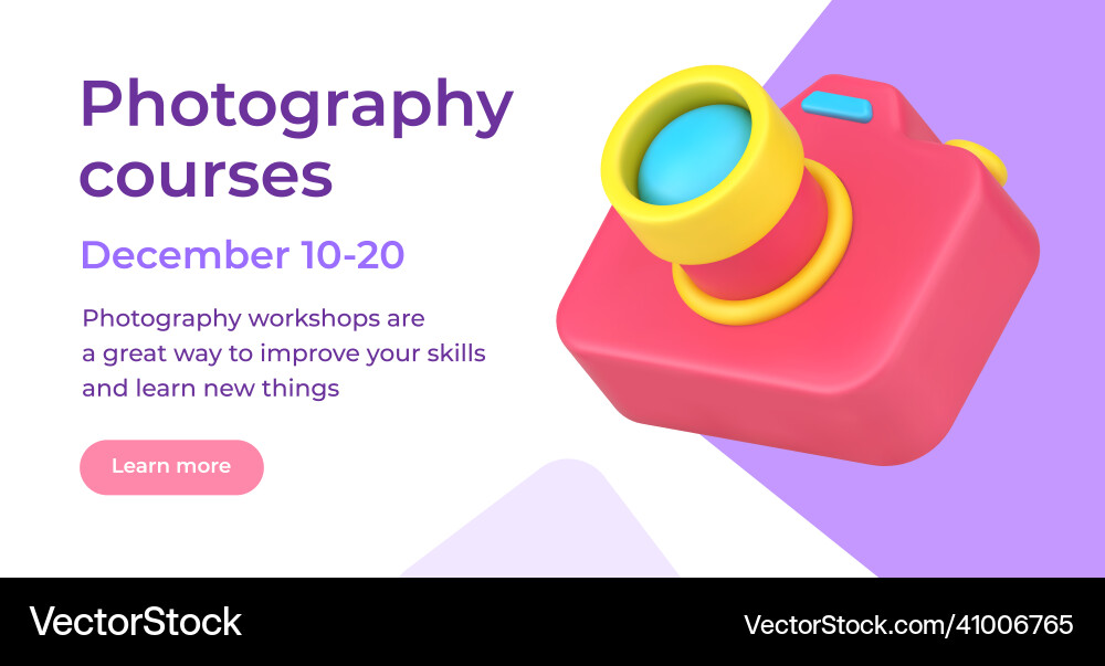 Photography courses advertising landing page Vector Image