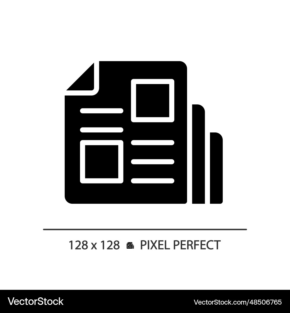 Pixel Magazine Icon - Solid Royalty Free Vector Image