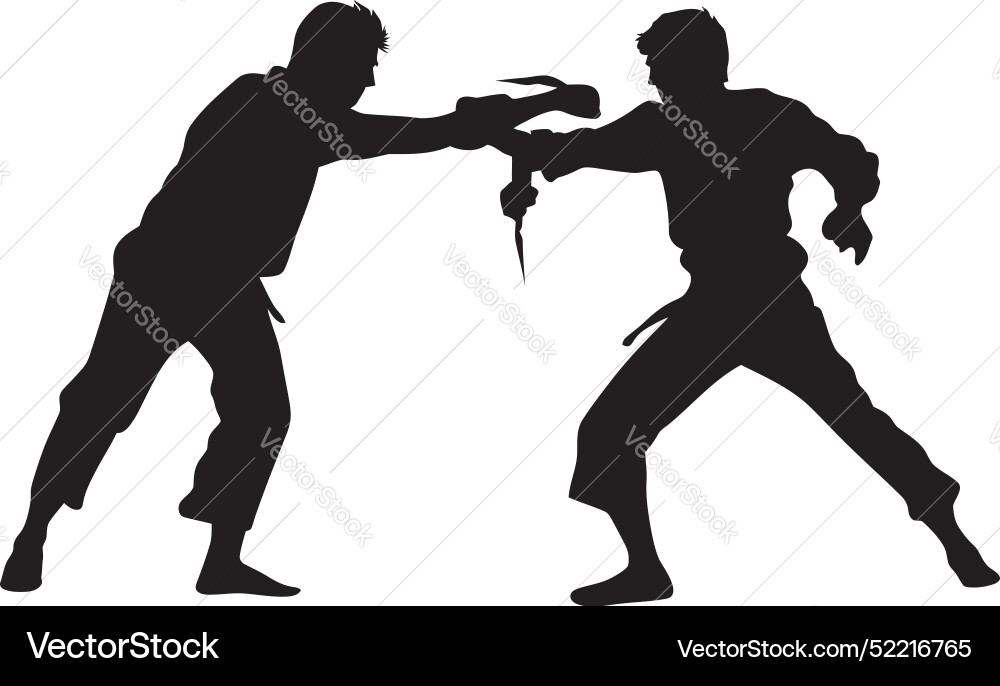 Rivalry showdown black logo of fighters Royalty Free Vector