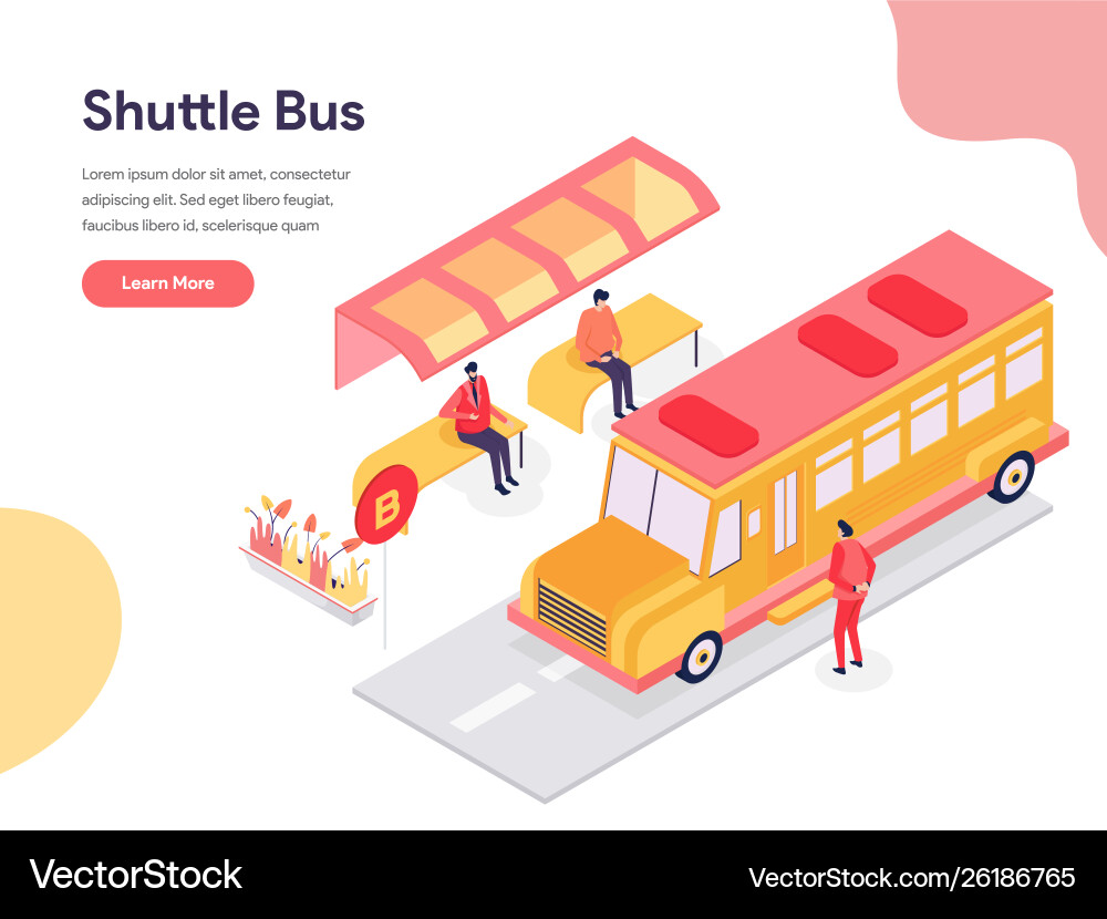 Shuttle bus concept isometric design Royalty Free Vector