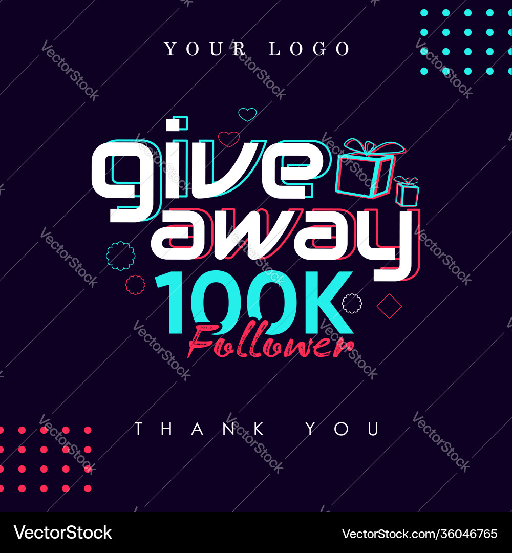 Template instagram give away followers Royalty Free Vector