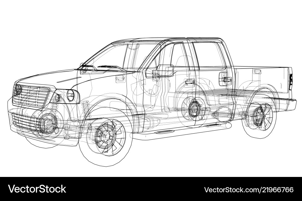 Auto suv Zeichnung Umriss Rendering Lizenzfreier Vektor