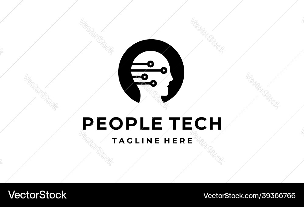Black people tech logo Royalty Free Vector Image