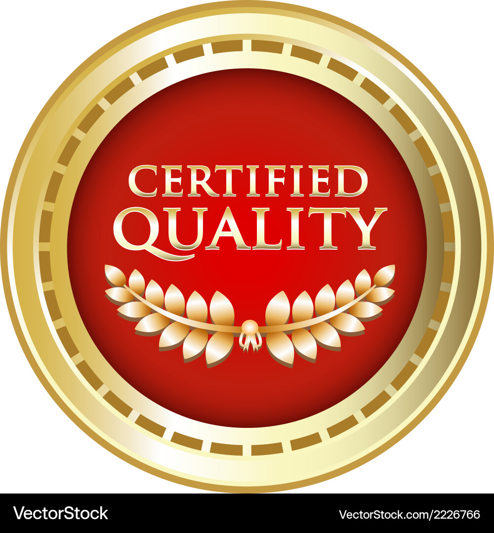 Certified quality gold emblem Royalty Free Vector Image