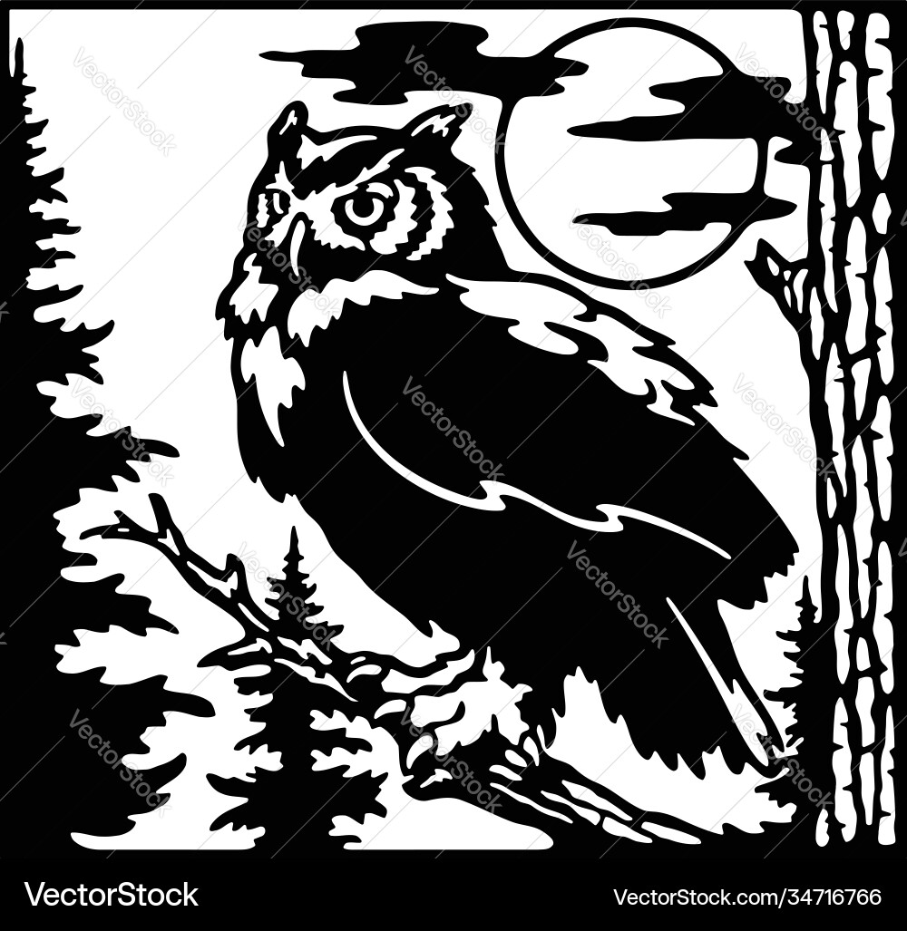 Owl wildlife stencils - forest Royalty Free Vector Image