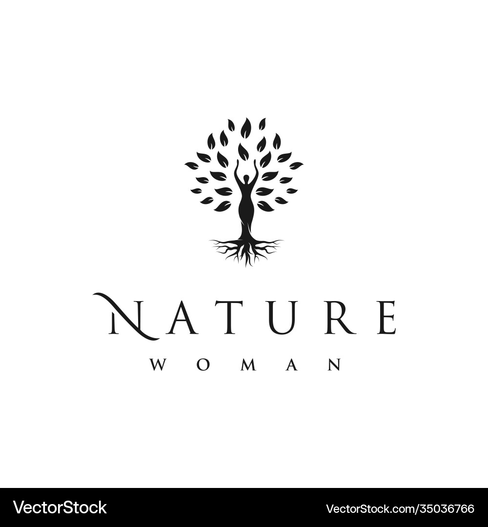 Tree with body women logo design template Vector Image