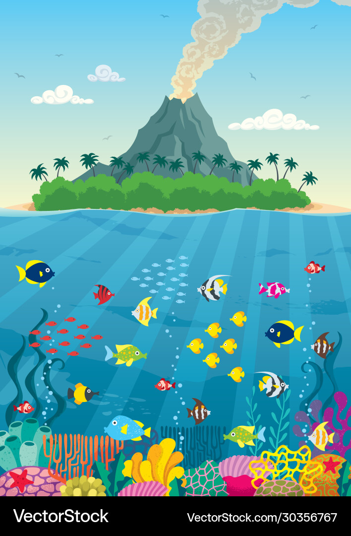 Island reef and volcano Royalty Free Vector Image