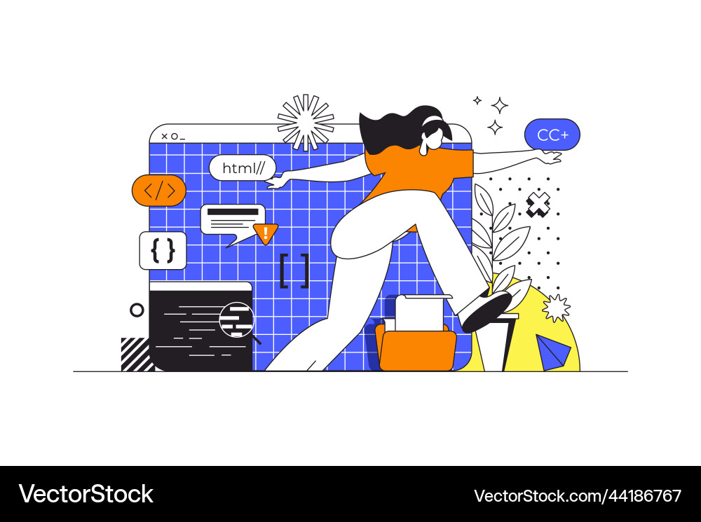Programming software web concept in flat outline Vector Image Programming software web concept in flat outline Vector Image