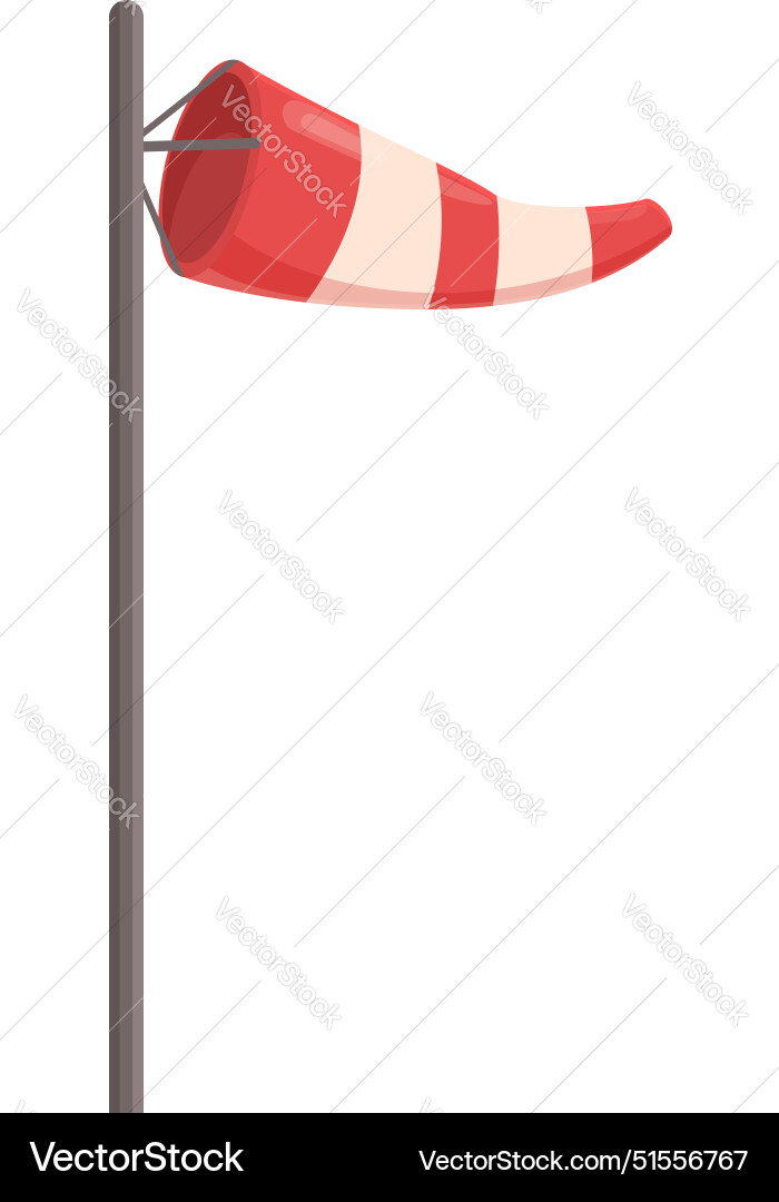 Red and white striped windsock inflated by the Vector Image