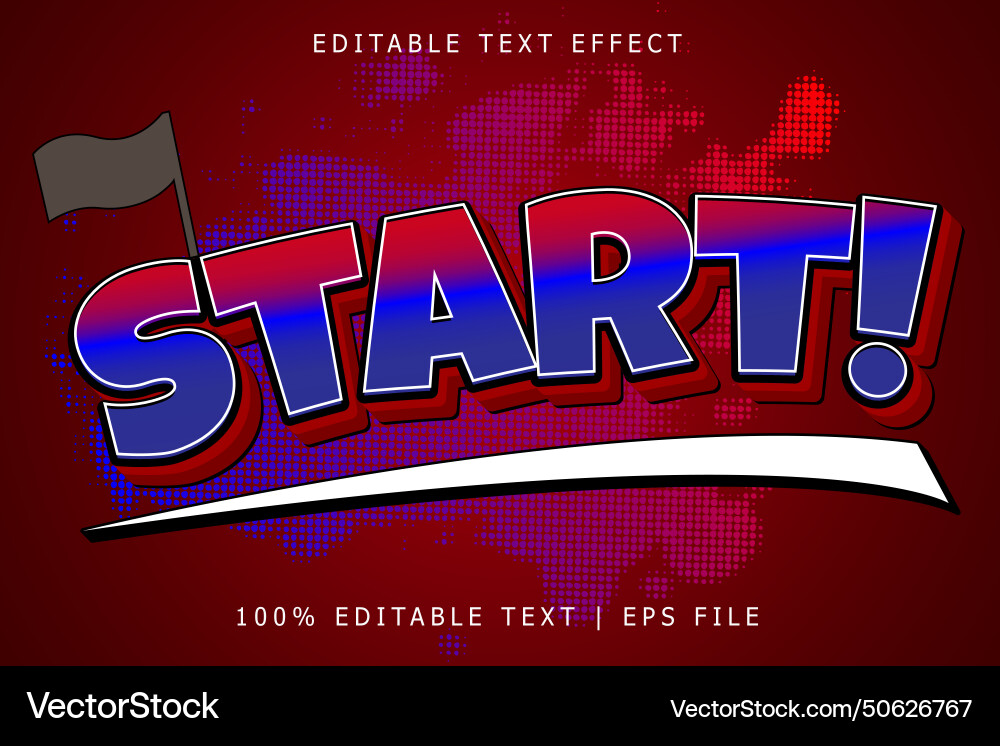 Start editable text effect 3 dimension emboss Vector Image
