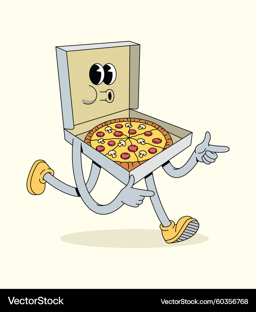 Energetic Pizza Walk Cartoon Royalty Free Vector Image