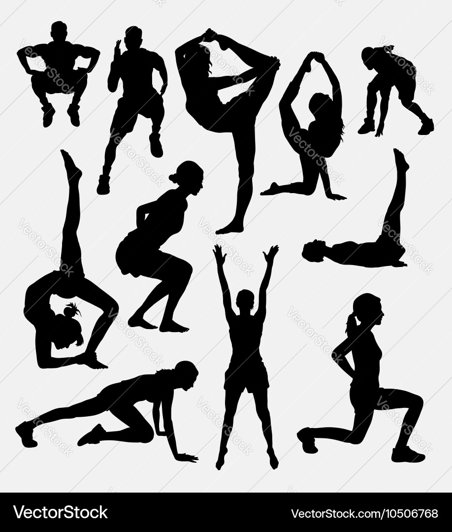 Female Pilates Silhouette Royalty Free Vector Image